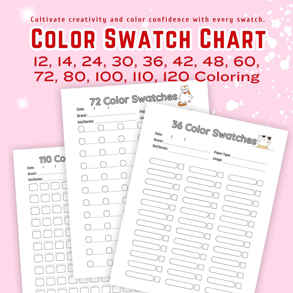 Color Swatch Chart – Cute Blank Swatch for Artists – Adorable Printable ...