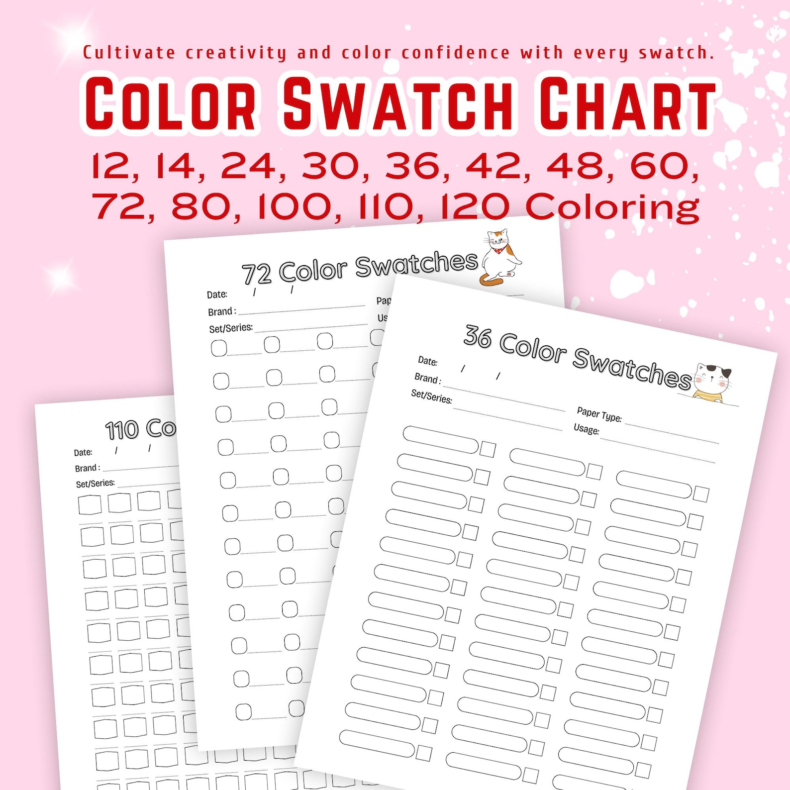 Color Swatch Chart – Cute Blank Swatch for Artists – Adorable Printable ...
