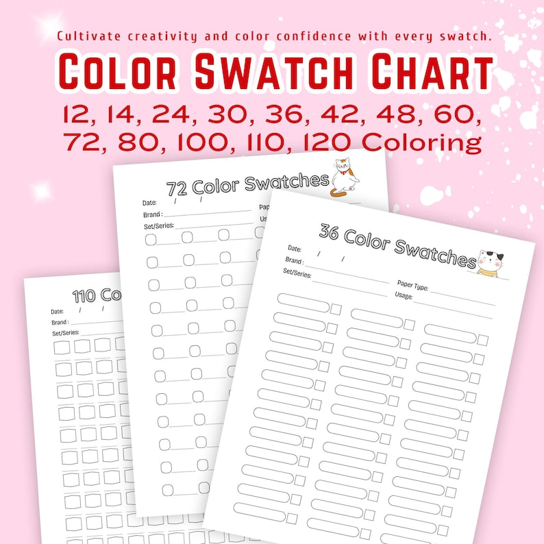 Color Swatch Chart – Cute Blank Swatch for Artists – Adorable Printable ...