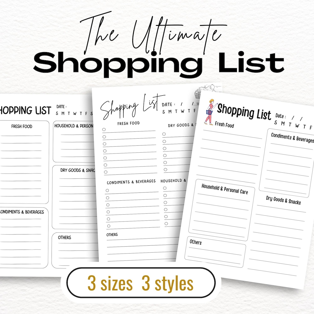 The Ultimate Shopping List – Printable Grocery List, Organized and ...