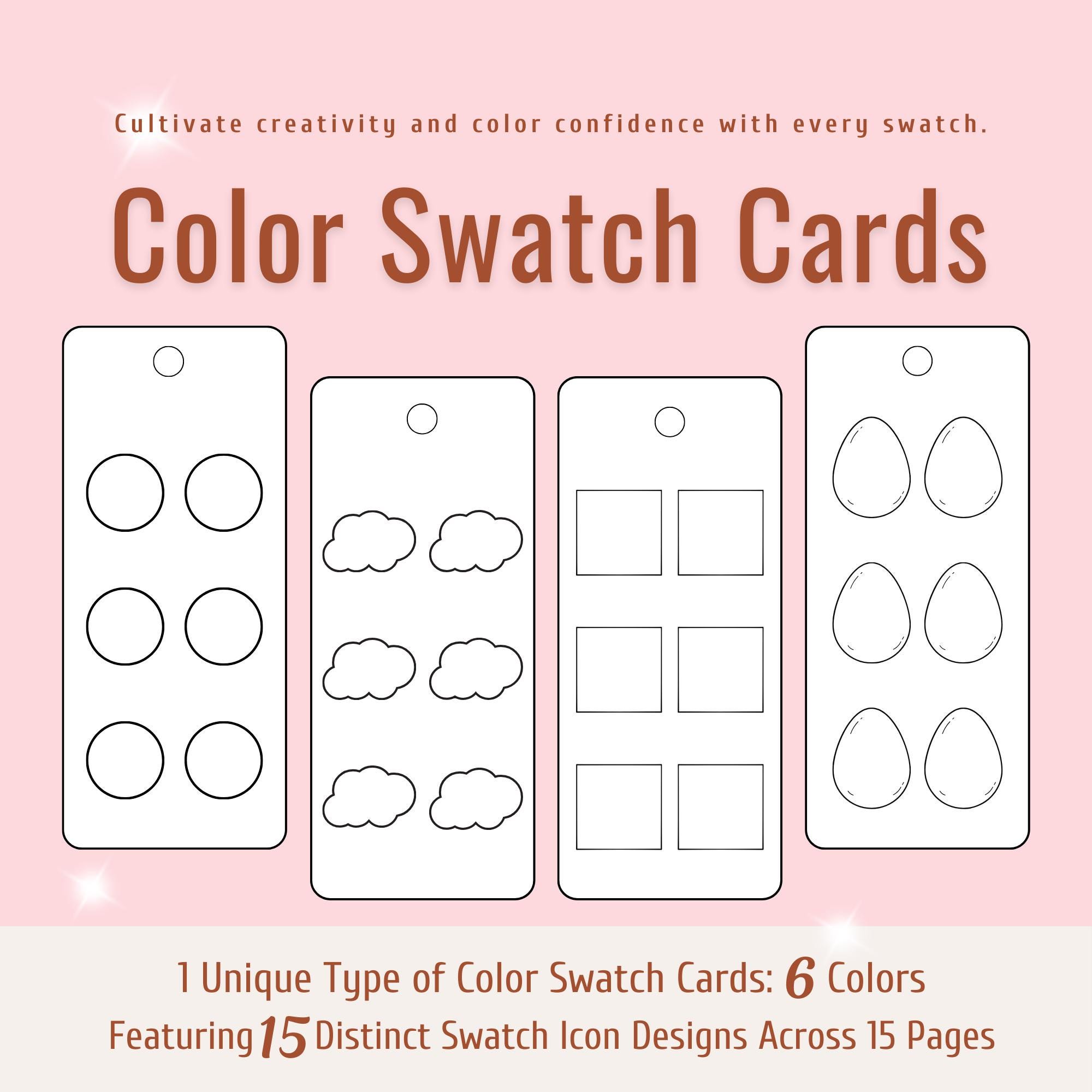 Color Swatch Cards Printable Paint Swatch Digital Color Palette Chart ...