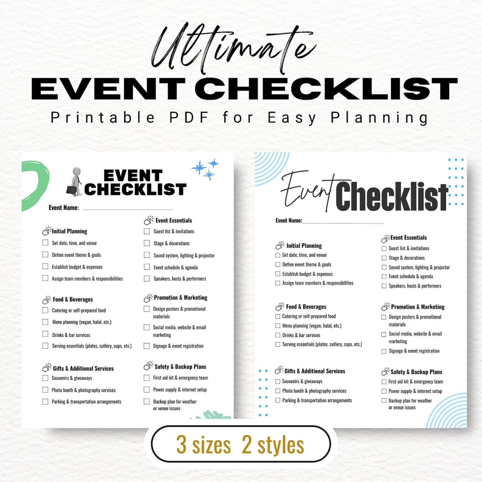 Event Checklist | Printable PDF for Easy Event Planning (A4, A5, US ...