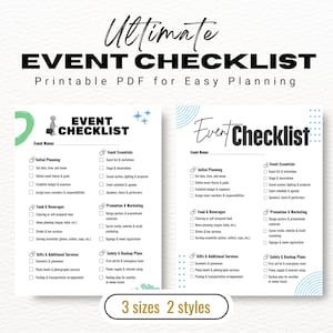 Event Checklist | Printable PDF for Easy Event Planning (A4, A5, US ...