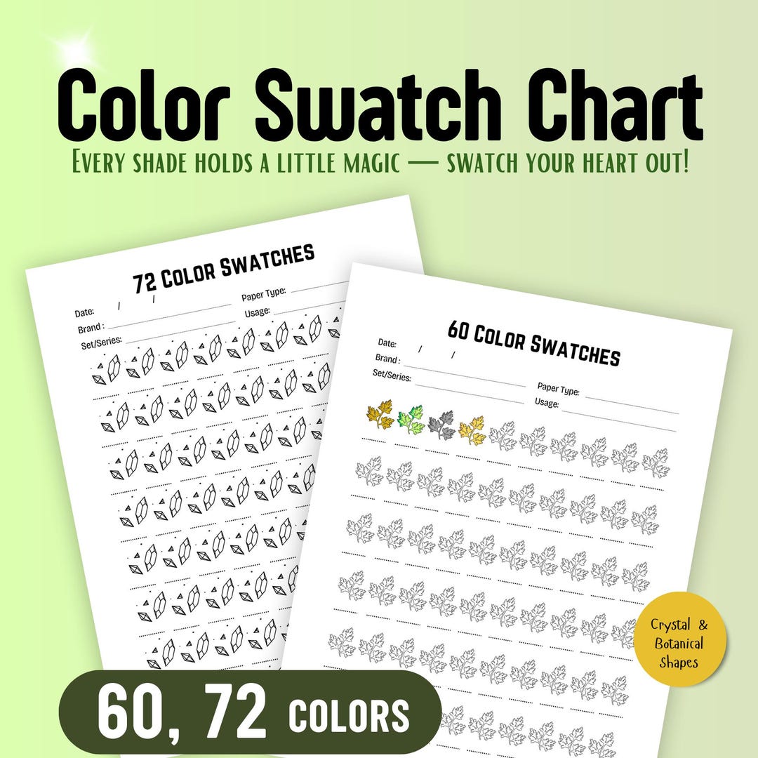 Crystal & Botanical Color Swatch Chart (printable PDF) - Etsy