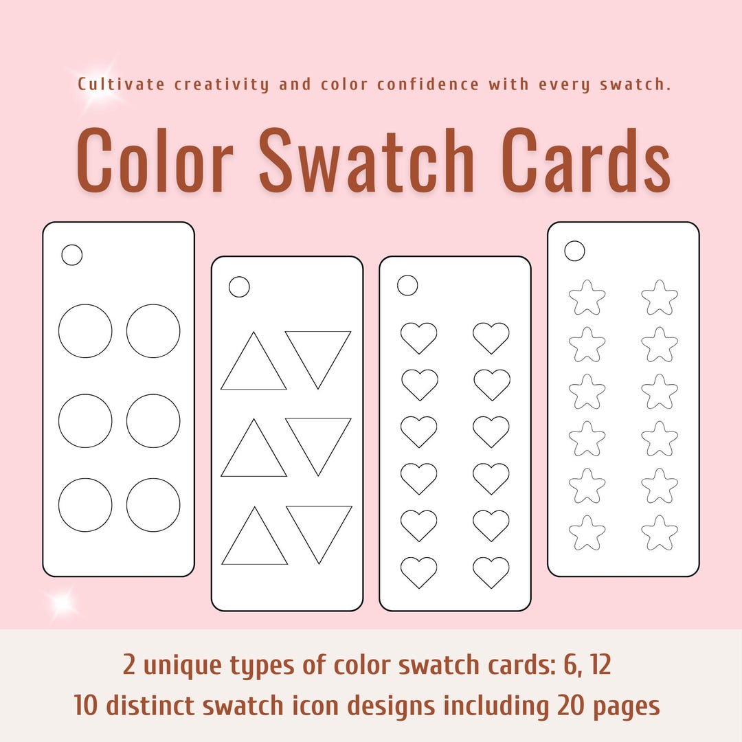 Color Swatch Cards – 6 & 12 Colors, Cute Blank Swatch Template ...