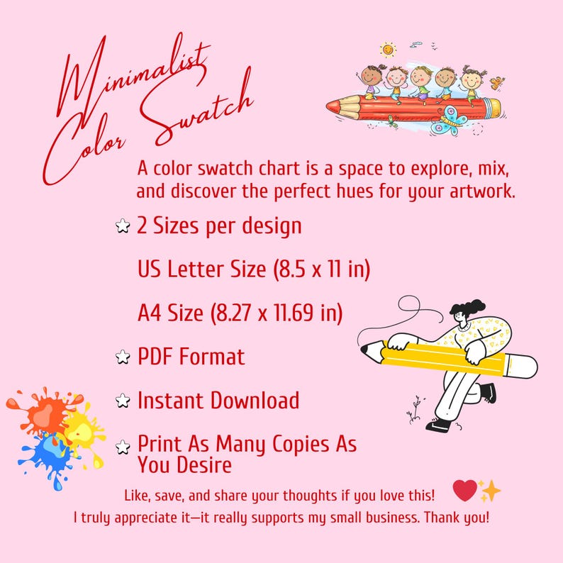 Color Swatch Chart – Cute Blank Swatch for Artists – Adorable Printable ...