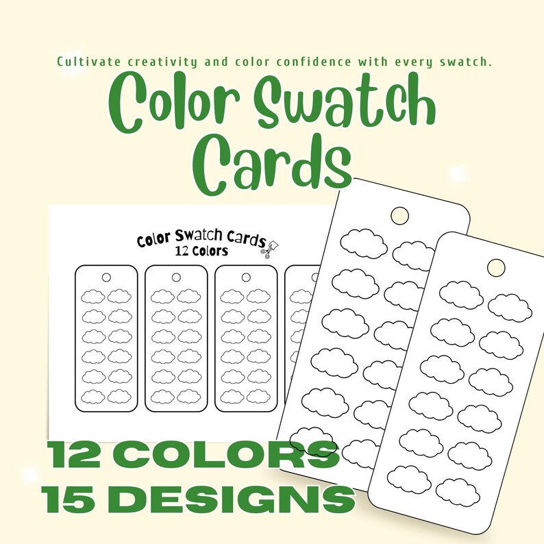Printable Color Swatch Cards: 12 Colors, DIY Art Palette (PDF) - Etsy