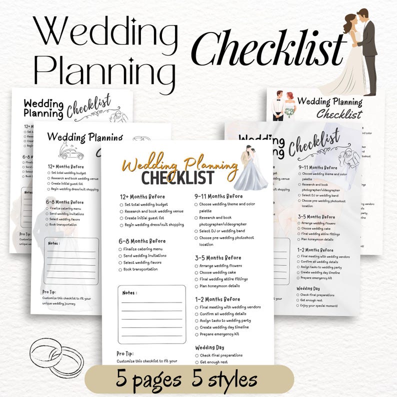 Wedding Planning Checklist | Printable Wedding Planner | Bride to Be ...
