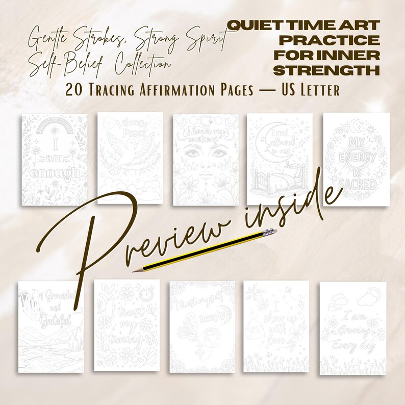 Affirmation Tracing Coloring Pages for Adults: Mindful Self-care (PDF ...