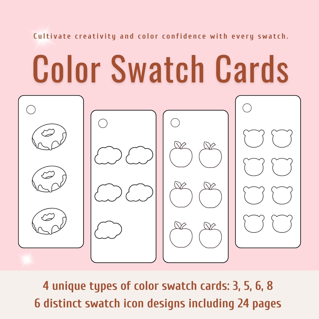 Minimalist Color Swatch Card Printable Paint Swatch Digital Color Chart ...