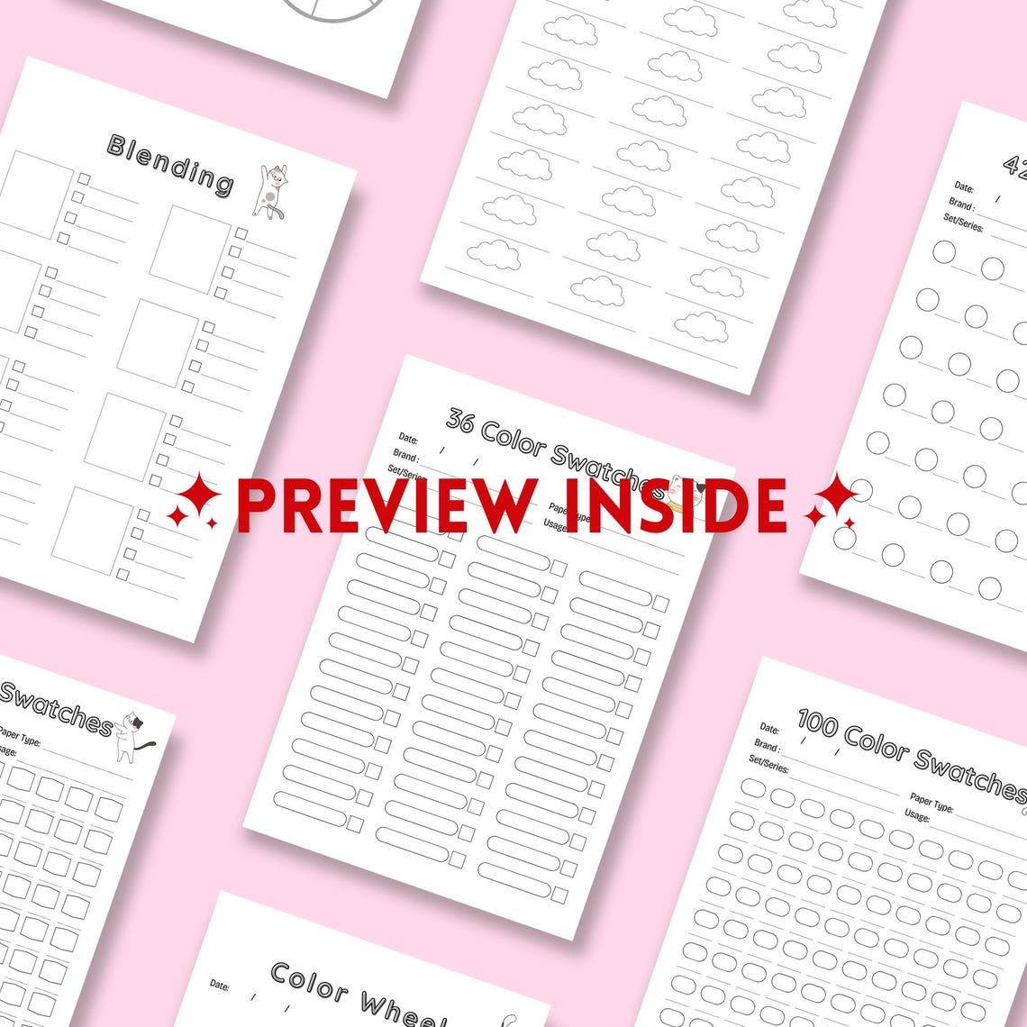 Color Swatch Chart – Cute Blank Swatch for Artists – Adorable Printable ...