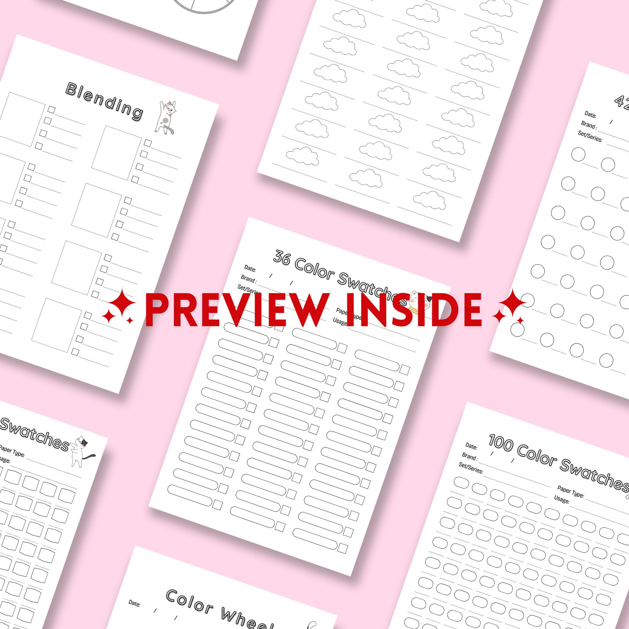 Color Swatch Chart – Cute Blank Swatch for Artists – Adorable Printable ...