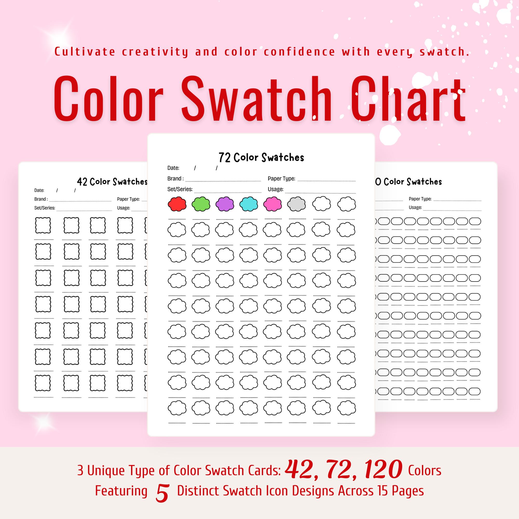 Printable Color Swatch Chart: 42, 72, 120 Colors (PDF) - Etsy