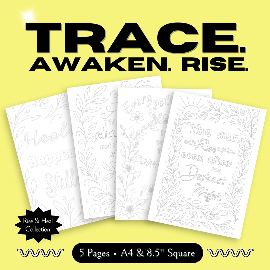 Tracing Affirmation Coloring Pages PDF | Rise & Heal | Botanical Zen ...