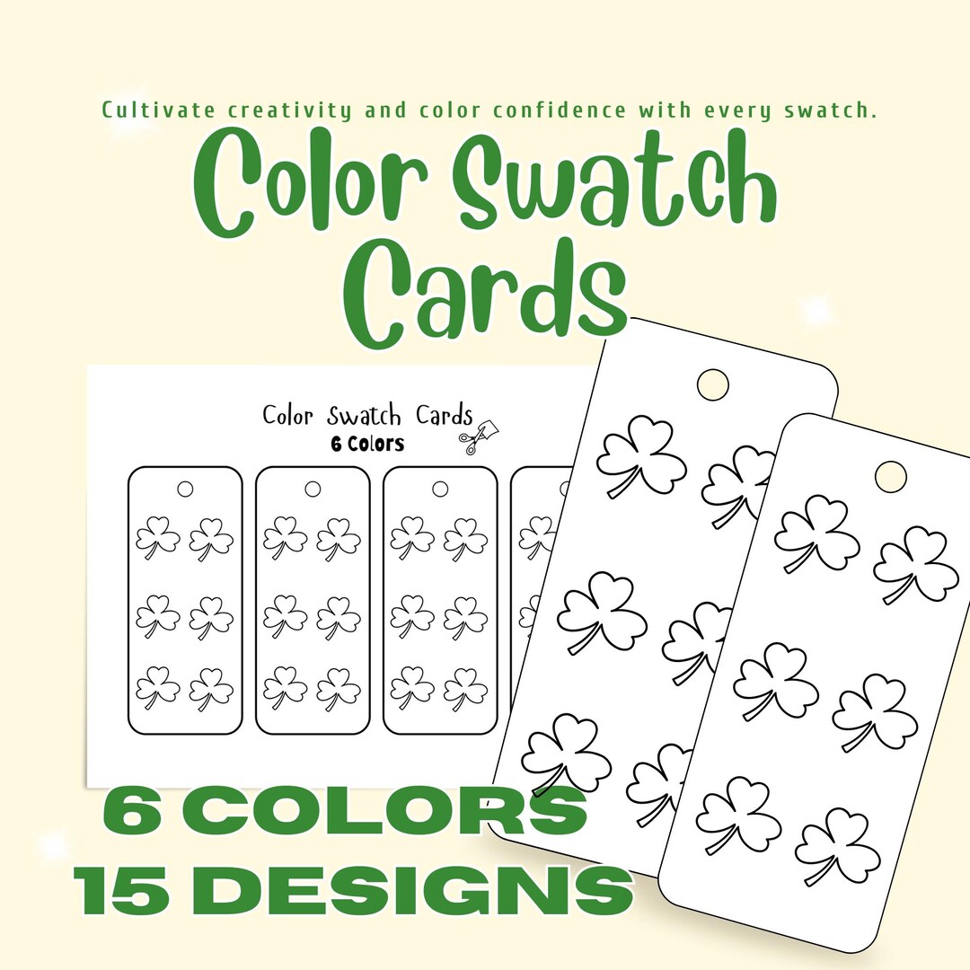 Color Swatch Cards PDF – 6 Colors, Cute Blank Swatch Template for ...
