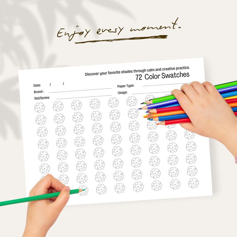 72-color Swatch Chart – Horizontal Printable PDF | A4 & US Letter | Art ...