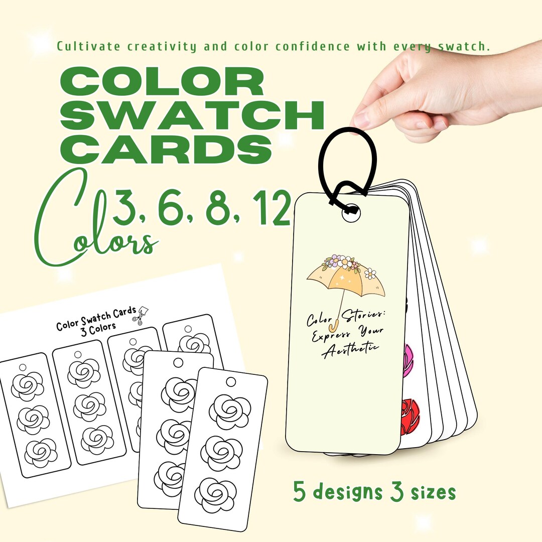Floral Color Swatch Cards PDF | 3 6 8 12 Colors | Cute Printable Swatch ...