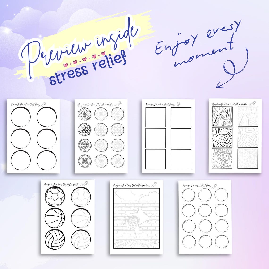 Zentangle Doodle Practice Sheets – A4 Easy Drawing Pages for Relaxation ...