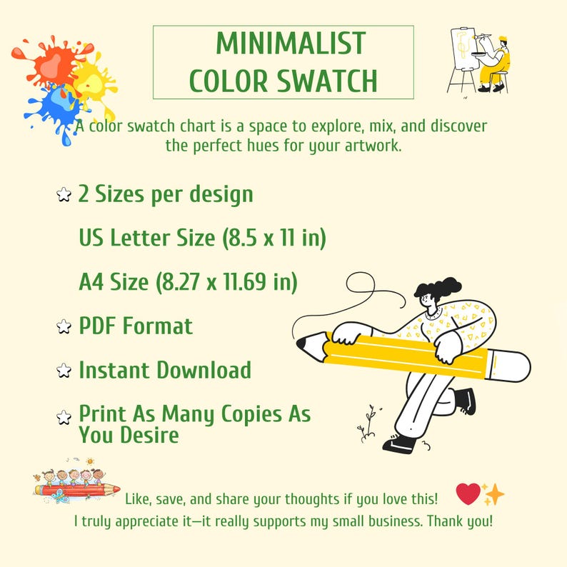 Color Swatch Cards: DIY Art & Crafts Palette (digital Download) - Etsy