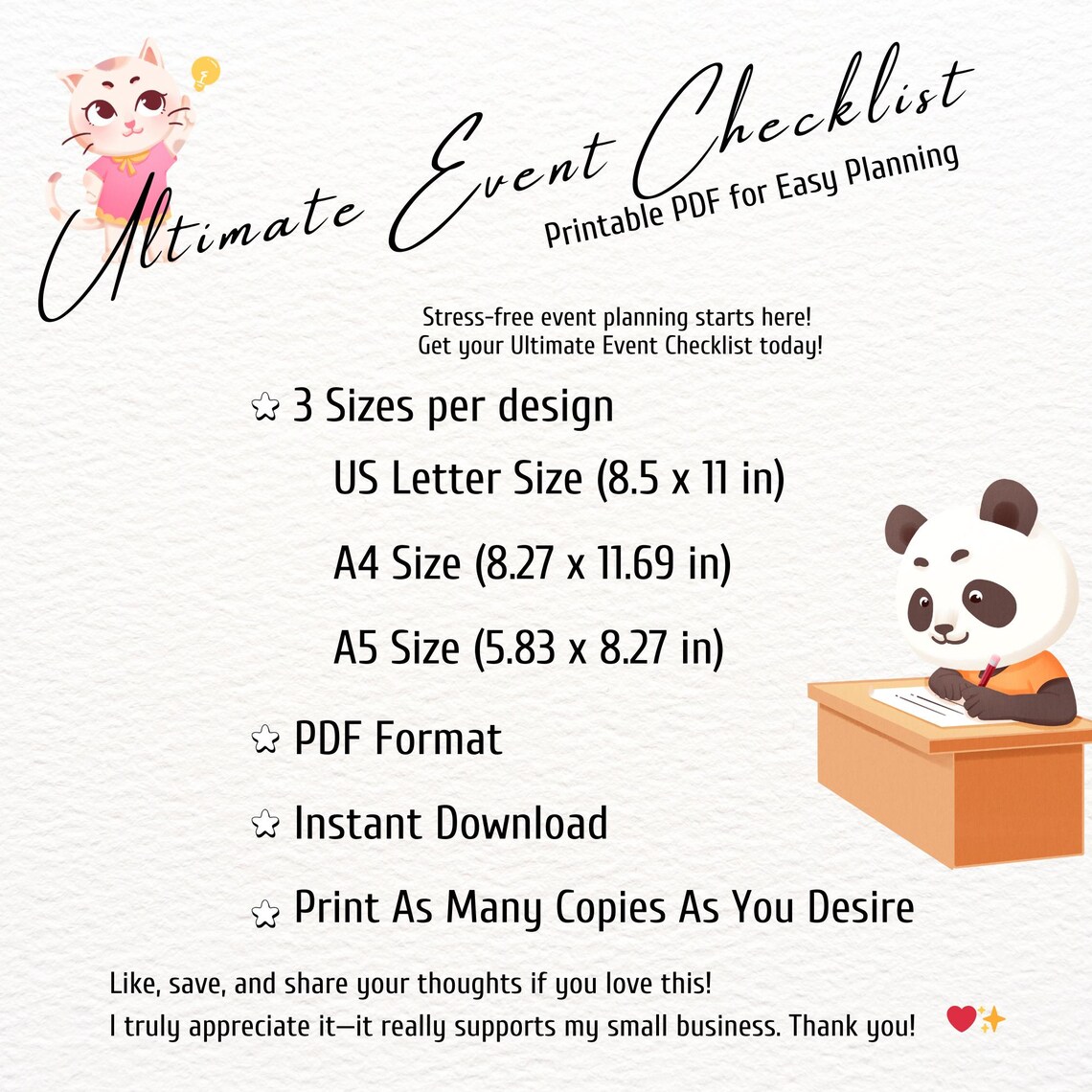 Event Checklist | Printable PDF for Easy Event Planning (A4, A5, US ...