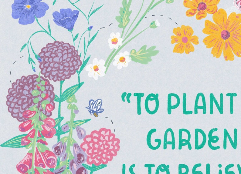 Garden Art Print | Lettering Quote | Audrey Hepburn | Flowers ...