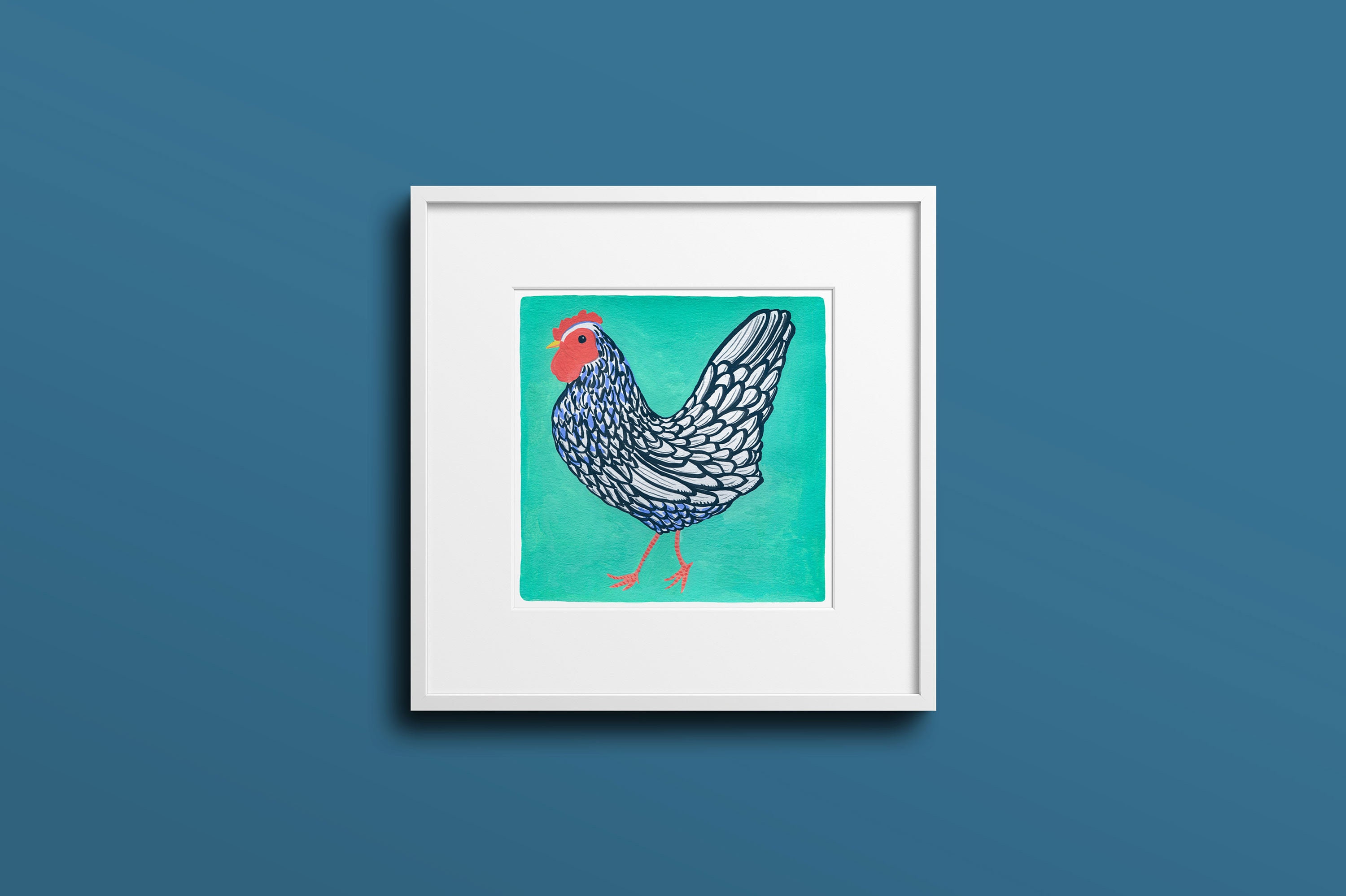 Chicken Art Print "jeremy" | Chicken Painting | Gouache Painting | Folk ...