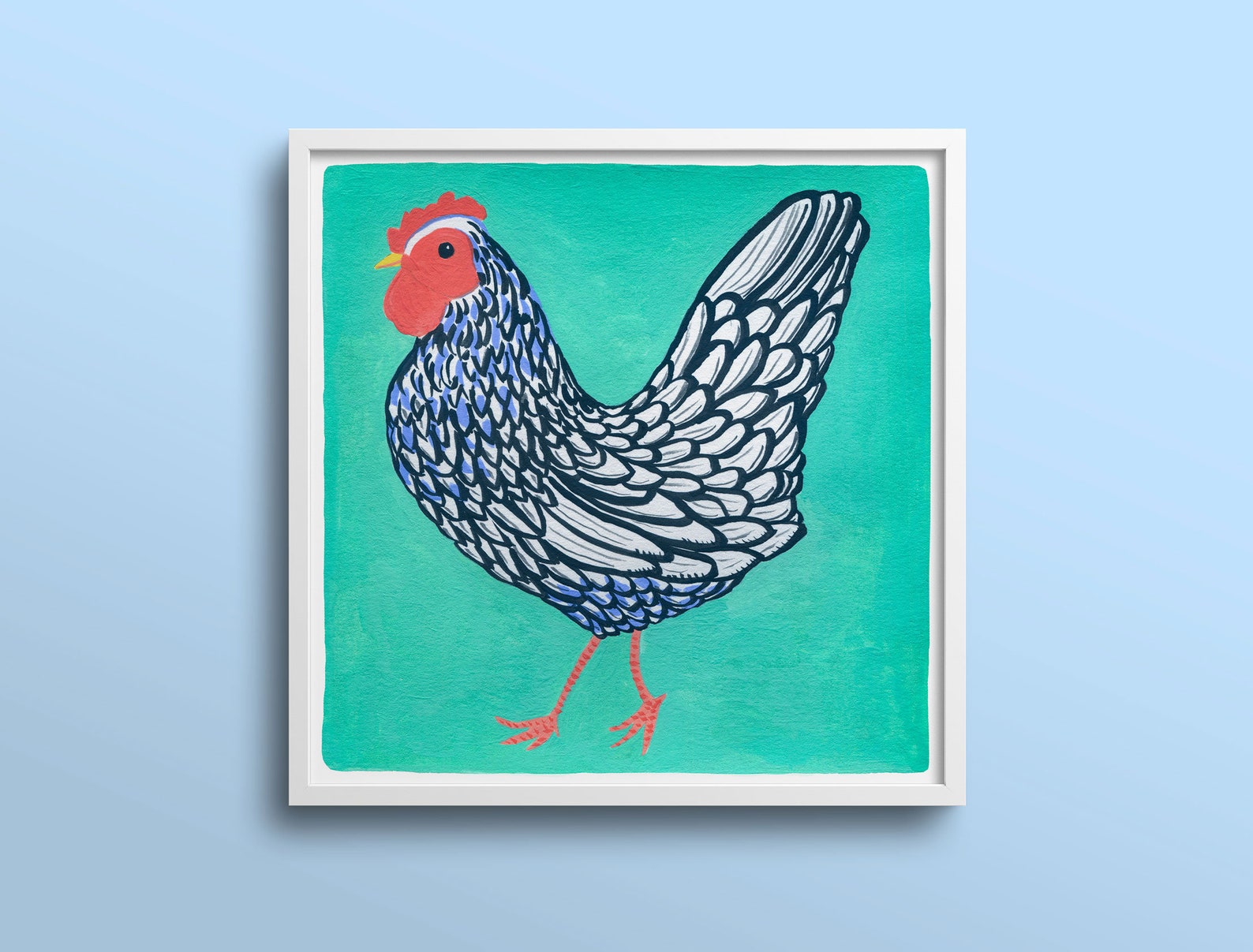 Chicken Art Print "jeremy" | Chicken Painting | Gouache Painting | Folk ...