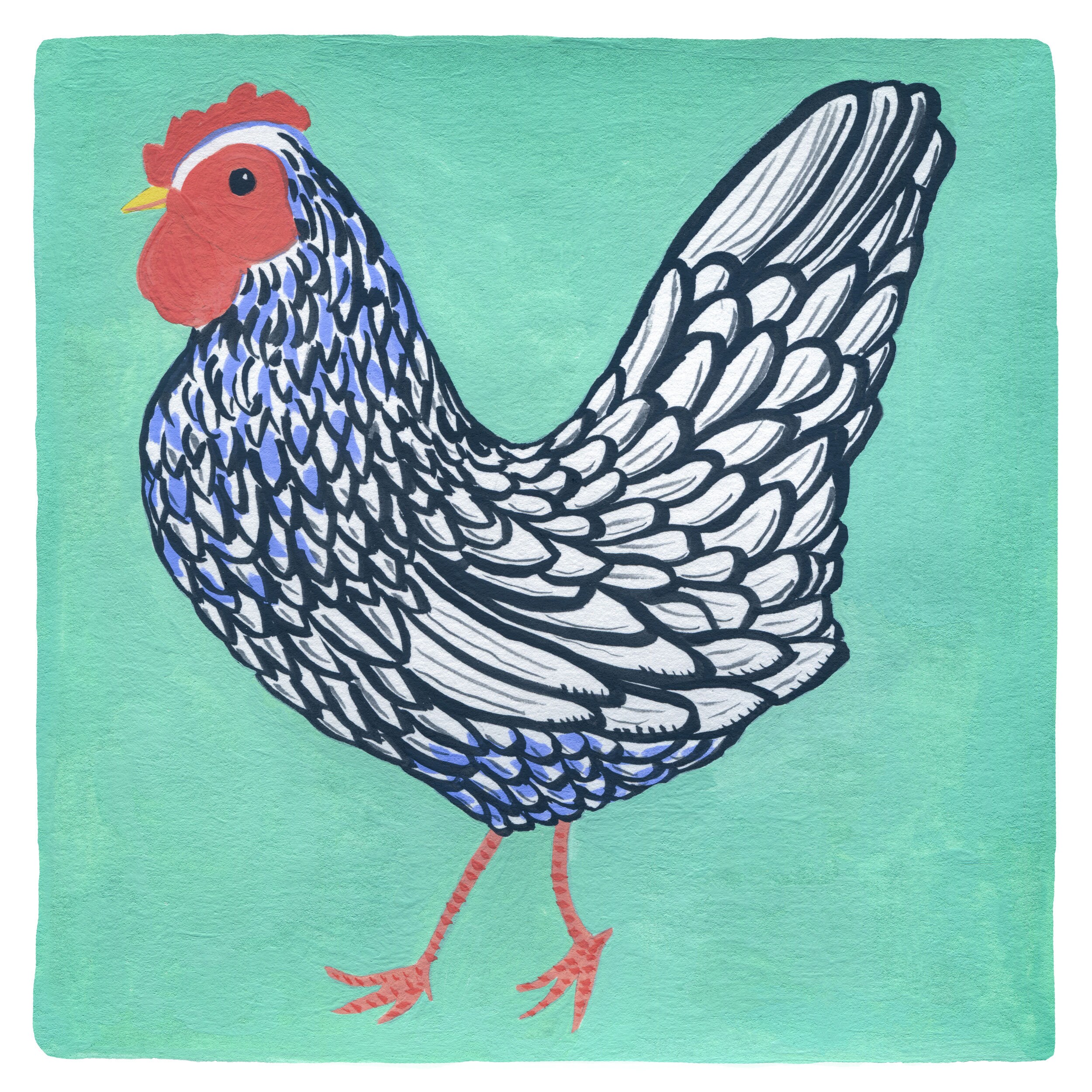 Chicken Art Print "jeremy" | Chicken Painting | Gouache Painting | Folk ...