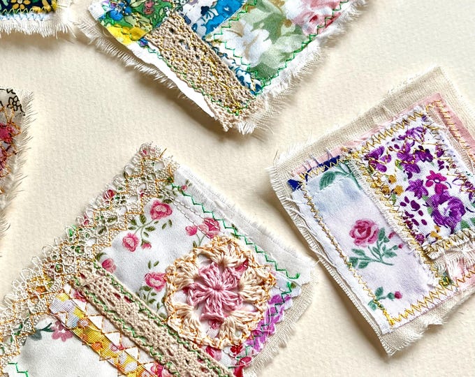 Large Textile Art Clusters, 10 Pieces Set Size Between 4'' X4'' to 2''x ...