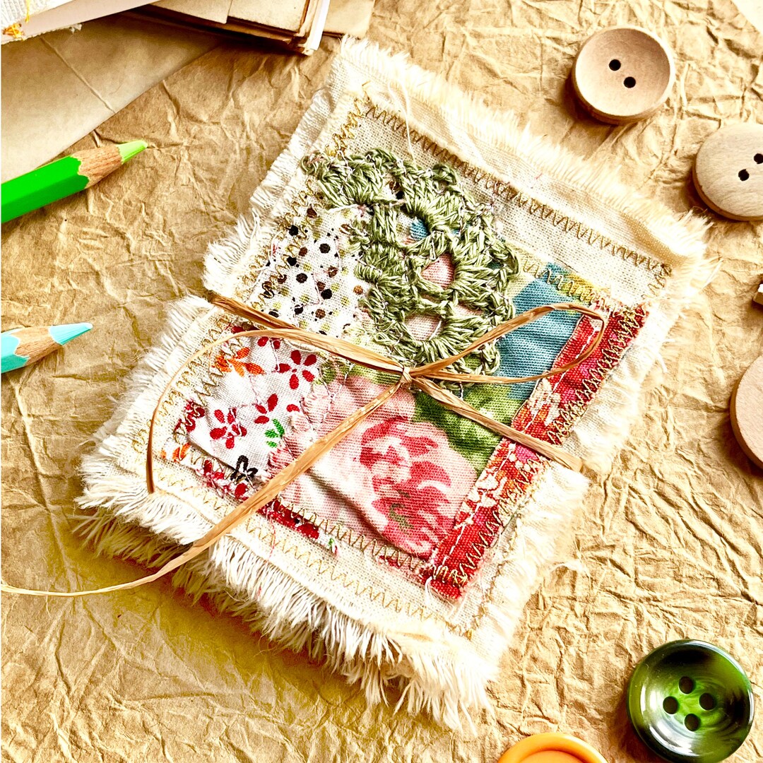 Fabric Art Collage Clusters: Journaling Ephemera Patches, Mixed Media ...