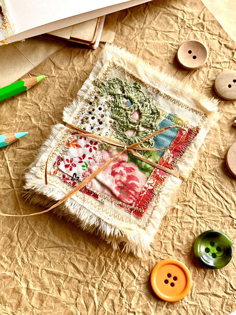 Fabric Art Collage Clusters: Journaling Ephemera Patches, Mixed Media ...