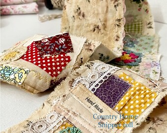 Textile Art Snippet Roll, Vintage & Modern Mixed Fabric and Lace ...