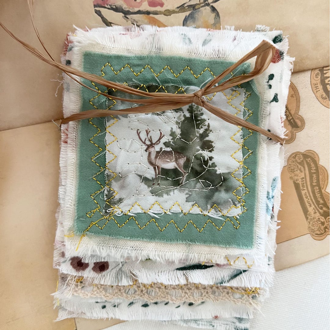 Christmas Themed Fabric Collage Clusters, Snippet Clusters: Handmade ...