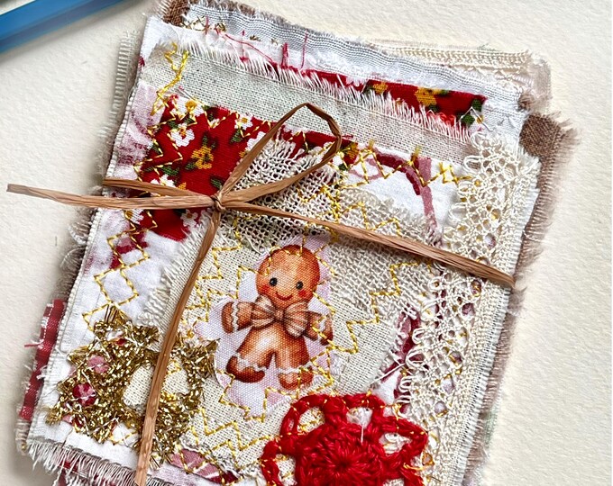 Christmas Themed, Fabric Collage Patches: Journaling Ephemera Patches ...