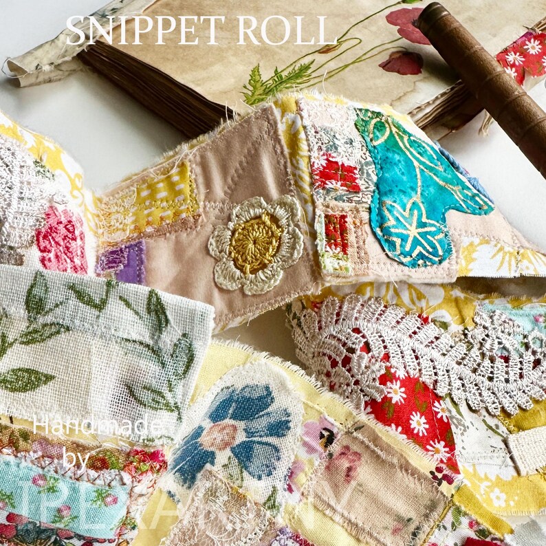 Snippet Roll, Vintage & Modern Mixed Fabric, Handmade Snippet Roll,3 ...
