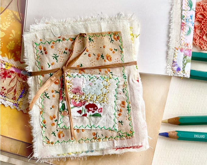 Handmade Fabric Collage Patches: Journaling Ephemera Patches, Mixed ...