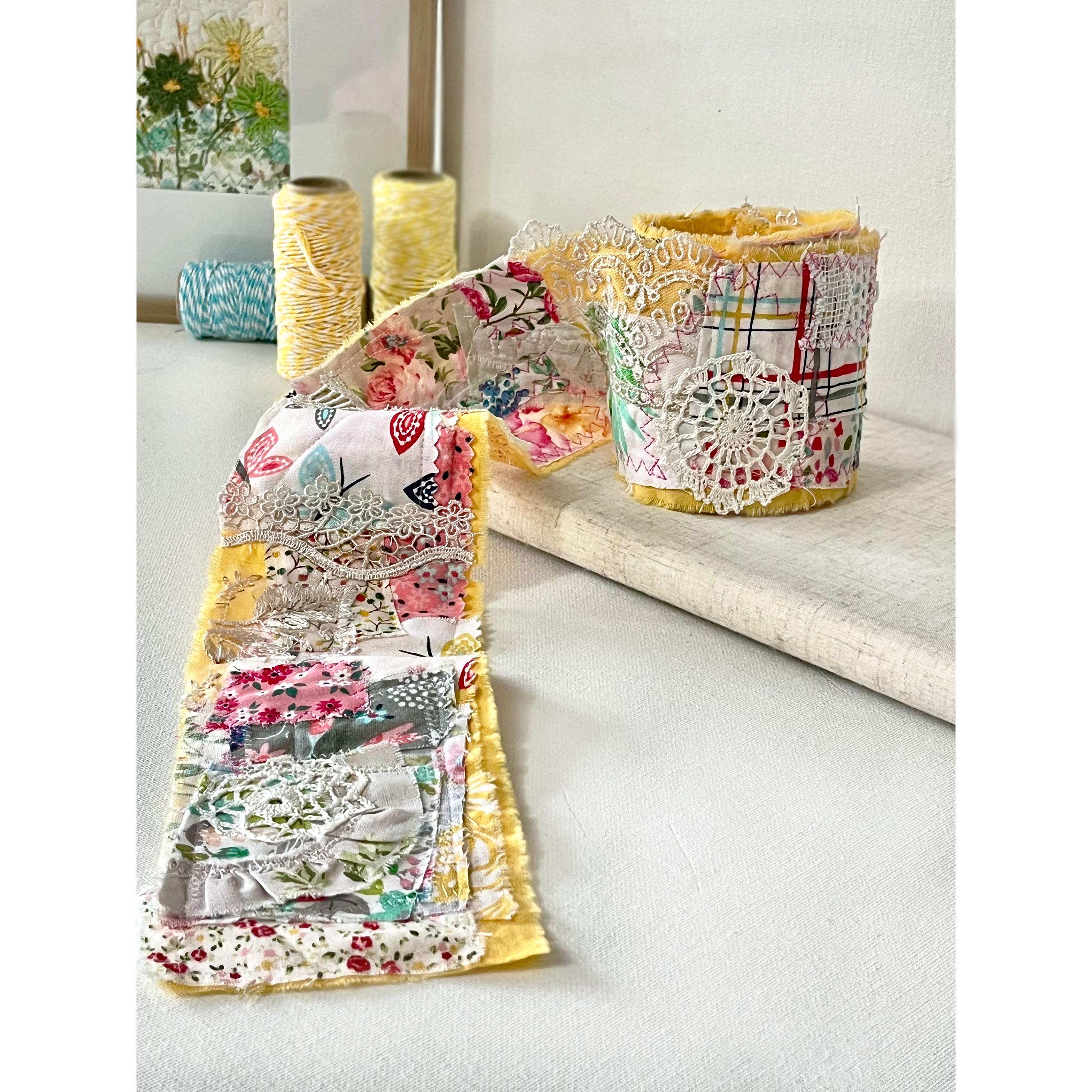 Handmade Cotton Snippet Roll: Vintage Fabric & Crochet Lace - Etsy