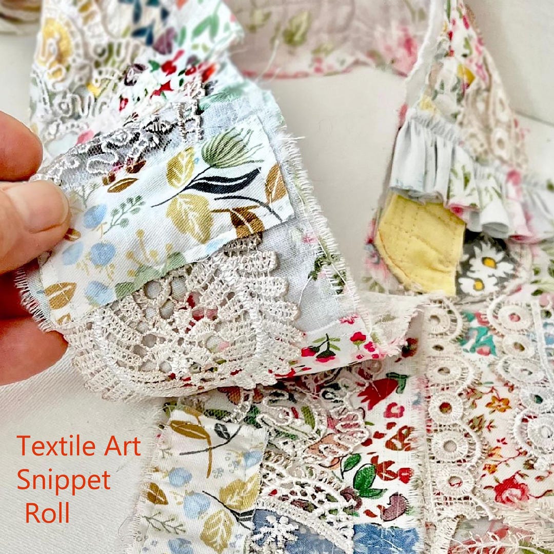 Textile Art Snippet Roll, Vintage & Modern Mixed Fabric and Lace ...