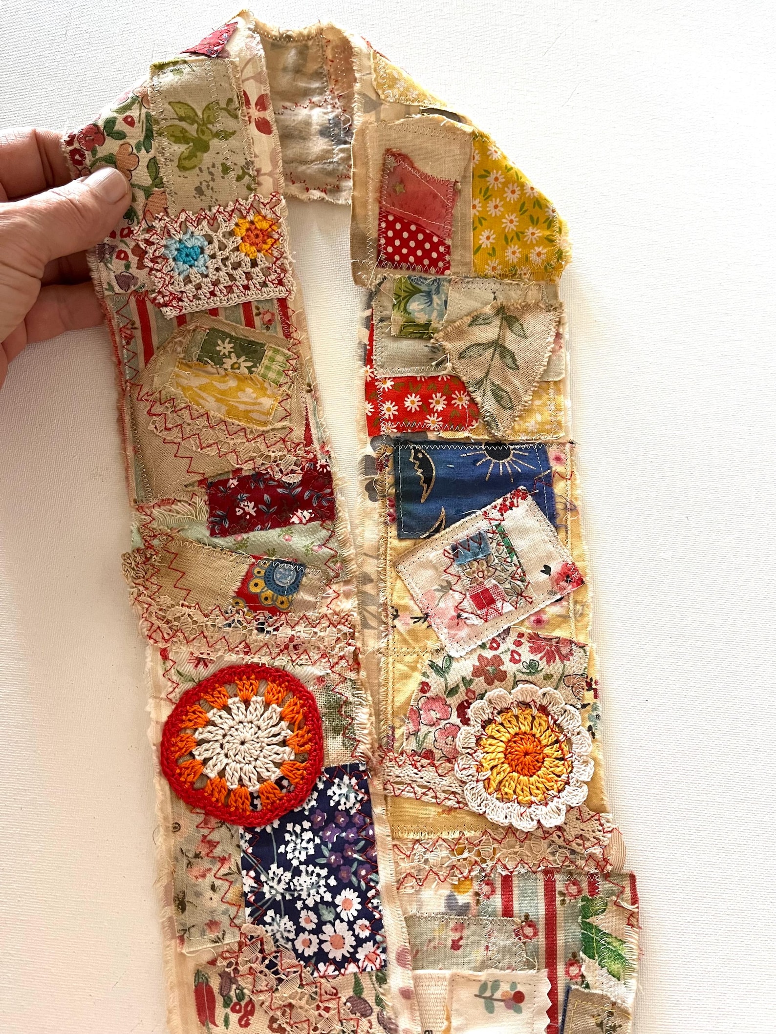Handmade Textile Art Snippet Roll: Vintage Fabric, Laces & Stitches - Etsy
