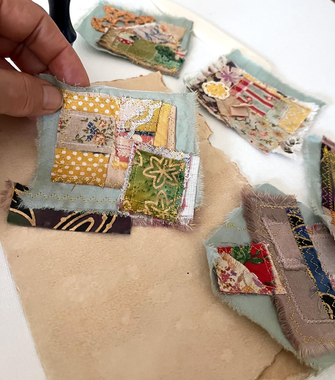 Textile Art Clusters, 5 Pieces Set.fabric Clusters - Etsy