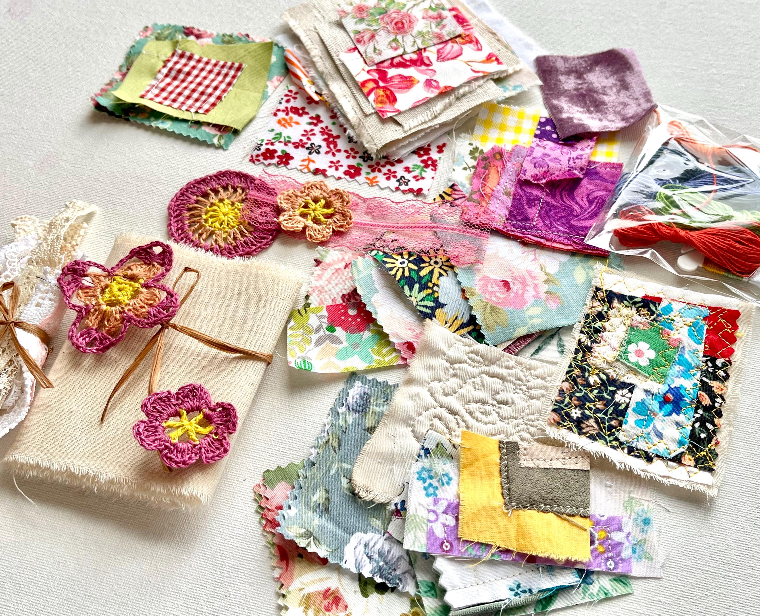 Diy Slow Stitching Snippet Roll Bundle Floral Crochet Edition Etsy