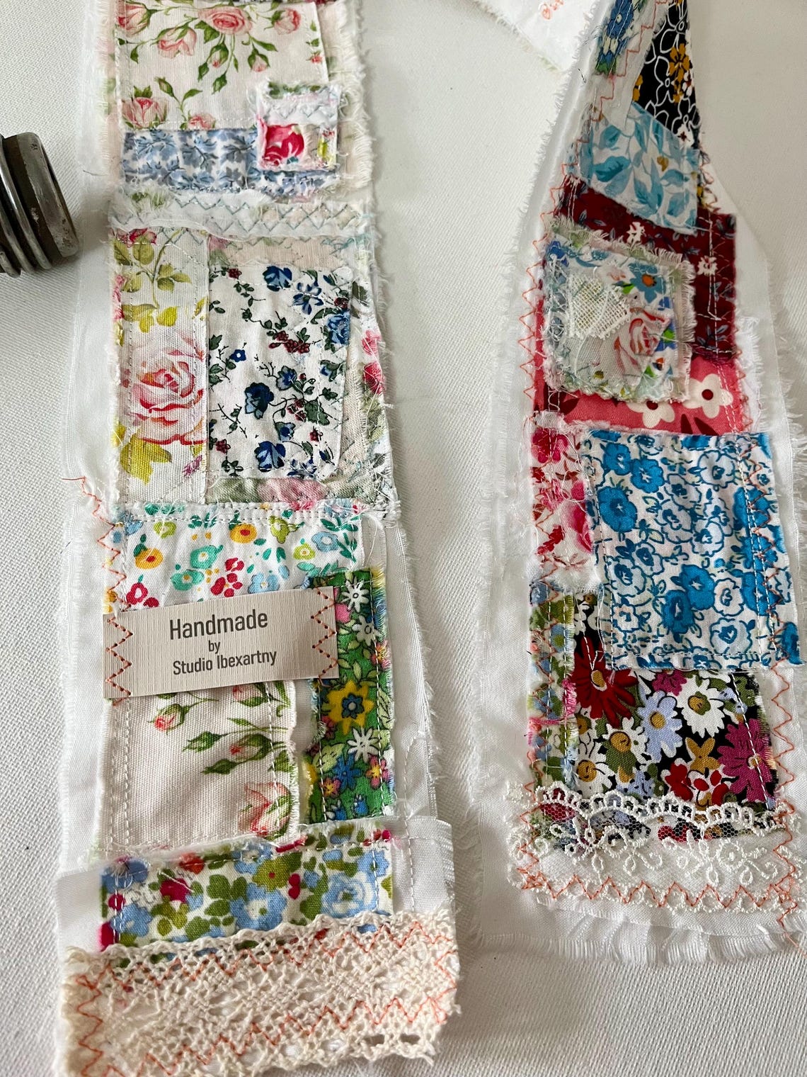 Handmade Country Blues Fabric Snippet Roll: Cotton Lace, Junk Journal ...