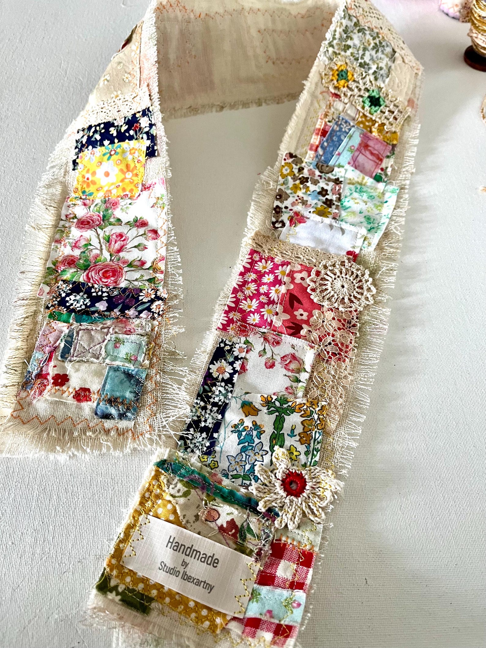 Handmade Fabric Snippet Roll: Cotton, Linen, Crochet, Lace - 3"x35" - Etsy