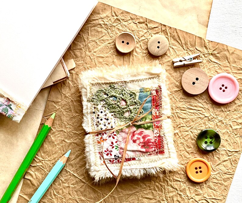 Fabric Art Collage Clusters: Journaling Ephemera Patches, Mixed Media ...
