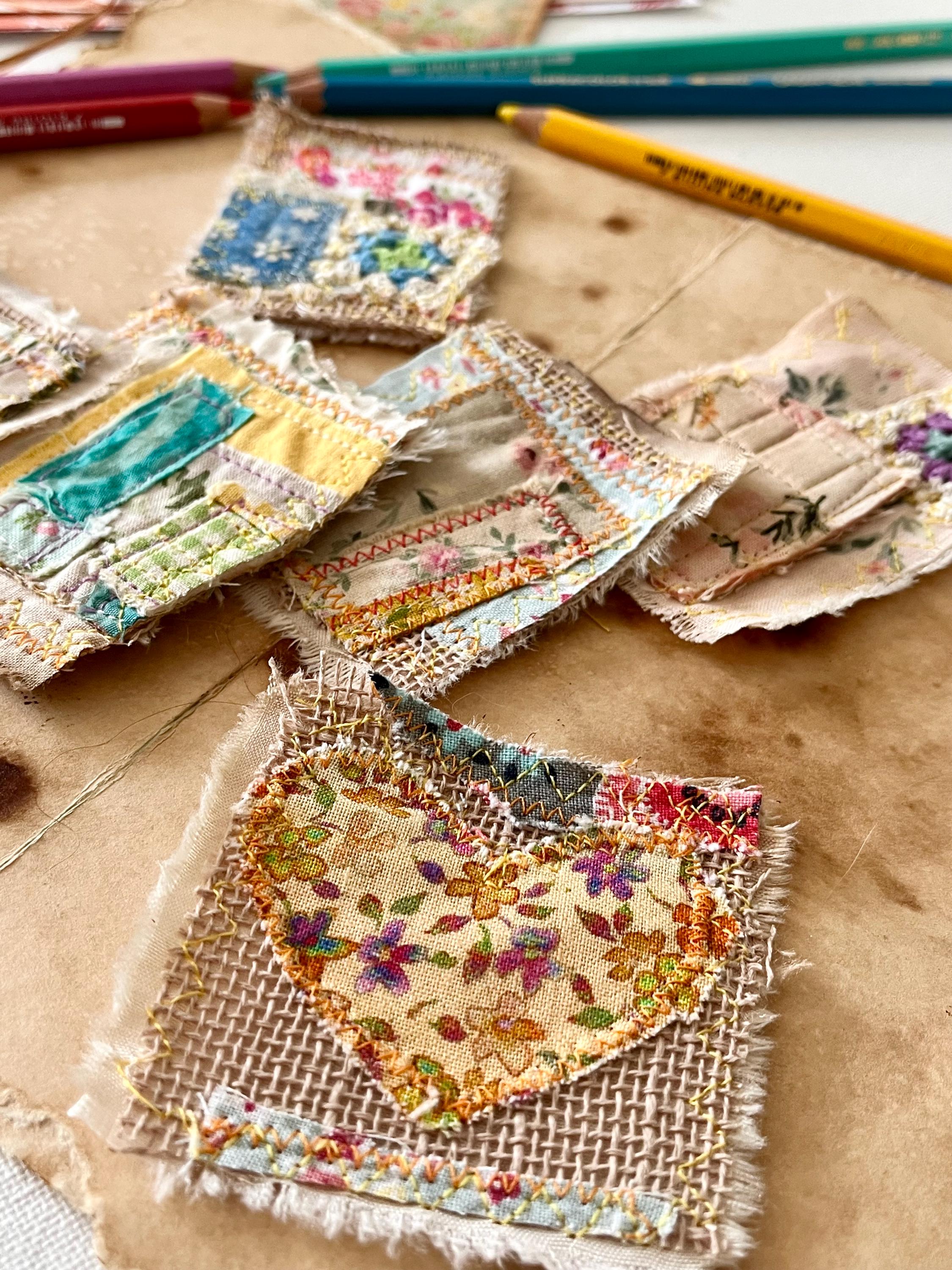 Textile Art Clusters, 6 Pieces Mini Fabric Clusters, 2''x 2 1/2 - Etsy