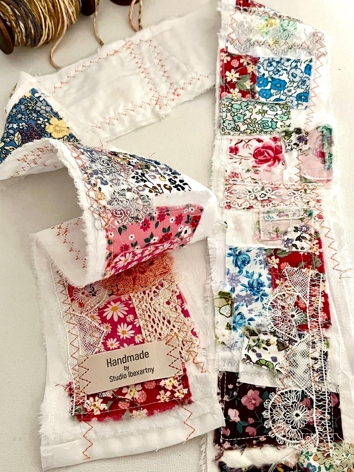 Handmade Fabric Snippet Roll: Cotton, Lace, Crochet, and Stitched ...