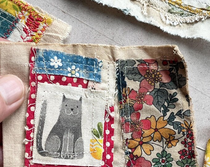 Large Textile Art Clusters, 10 Pieces Set Size Between 4'' X4'' to 2''x ...