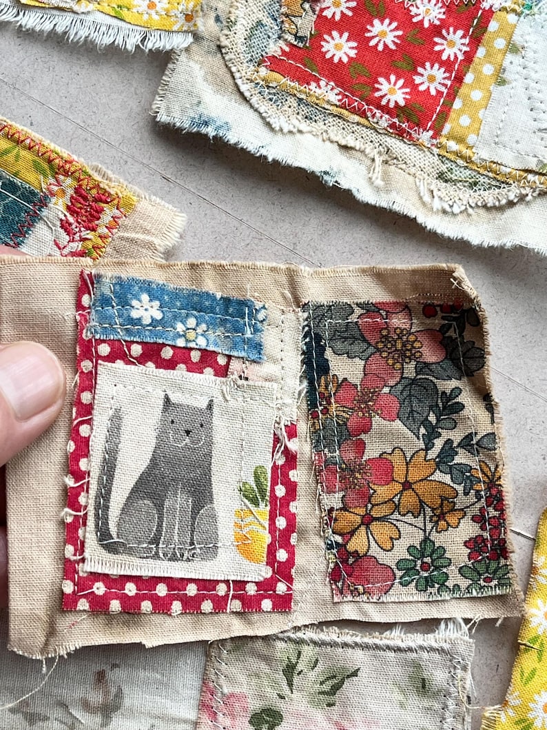 Large Textile Art Clusters, 10 Pieces Set Size Between 4'' X4'' to 2''x ...