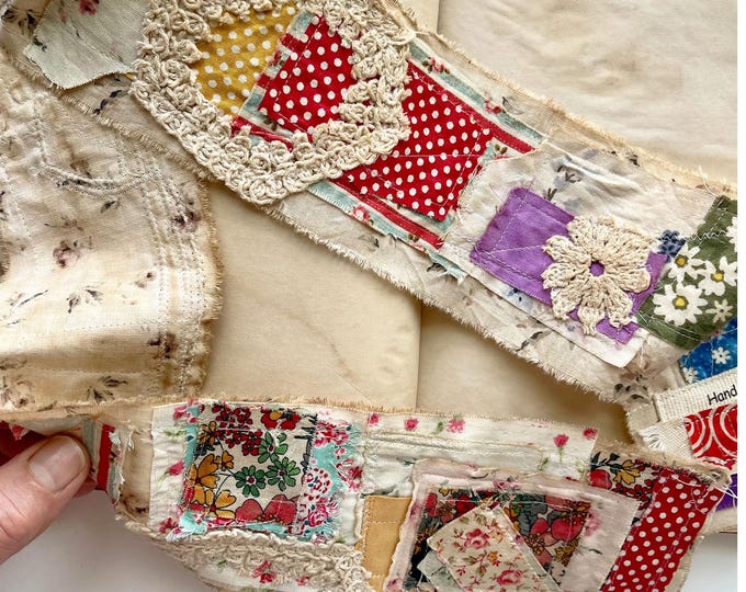 Snippet Roll, Vintage & Modern Mixed Fabric, Handmade Snippet Roll,3 ...