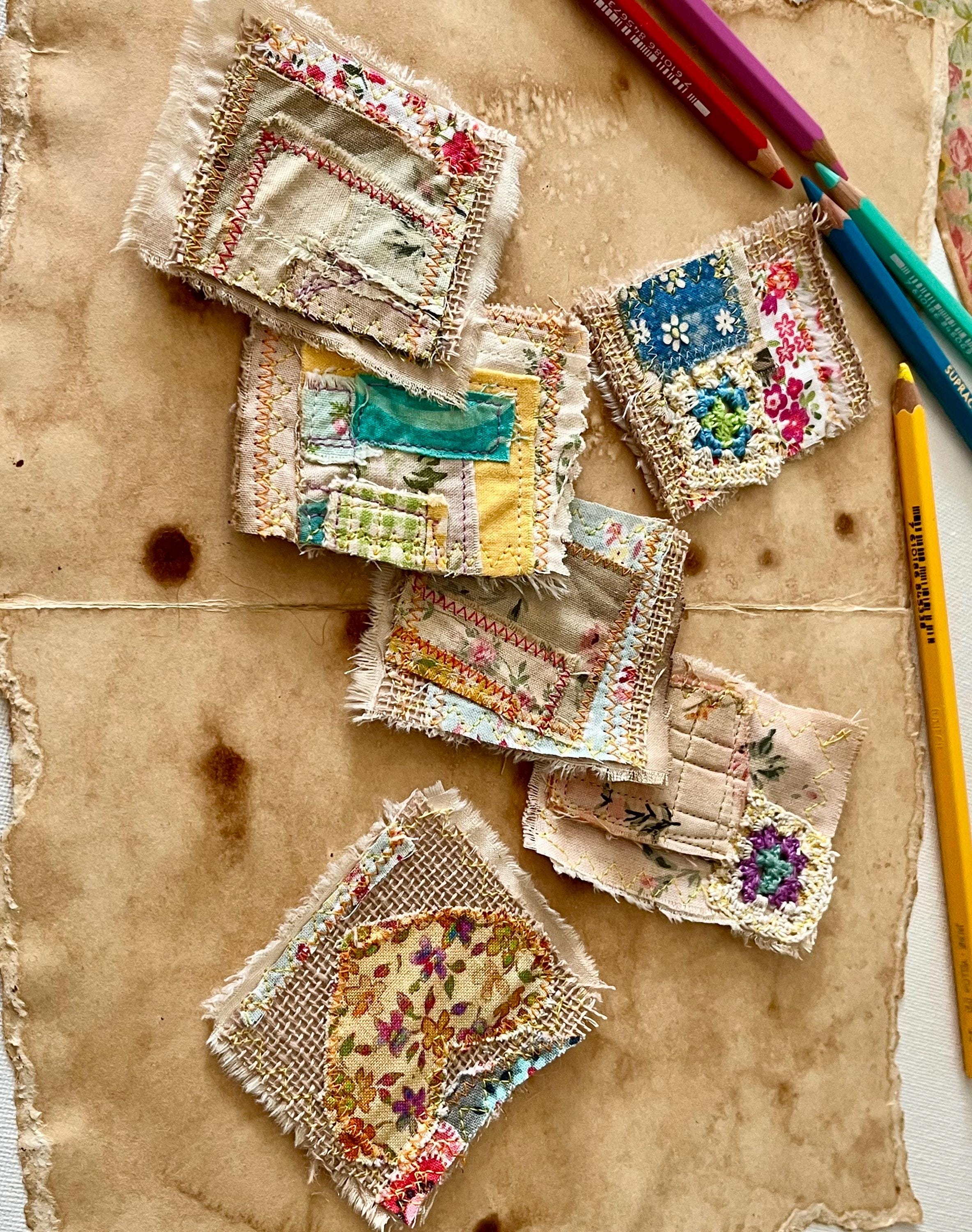 Textile Art Clusters, 6 Pieces Mini Fabric Clusters, 2''x 2 1/2 - Etsy